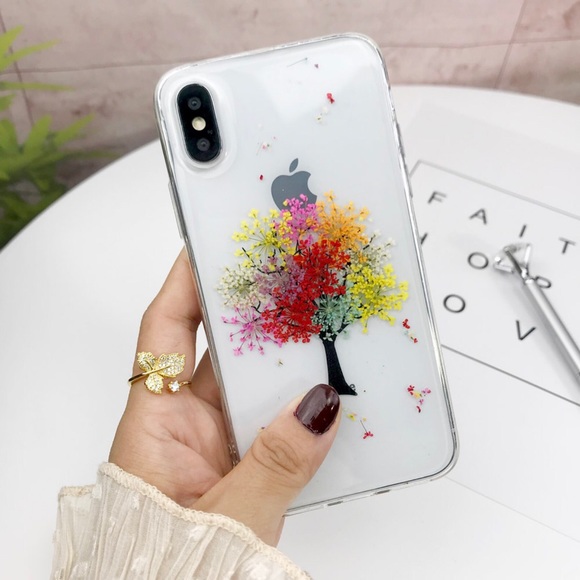 Accessories | Hand Pressed Rainbow Fall Flowers Tree Iphone Case | Poshmark